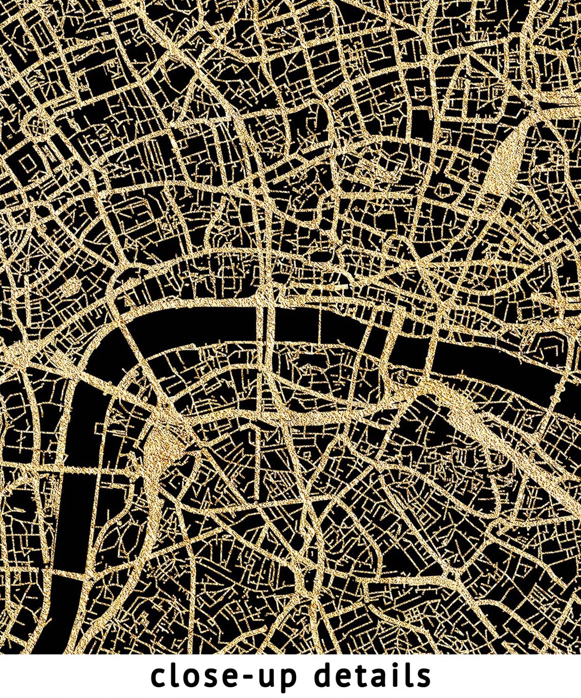 London United Kingdom Map Black High Resolution Real Gold - Etsy