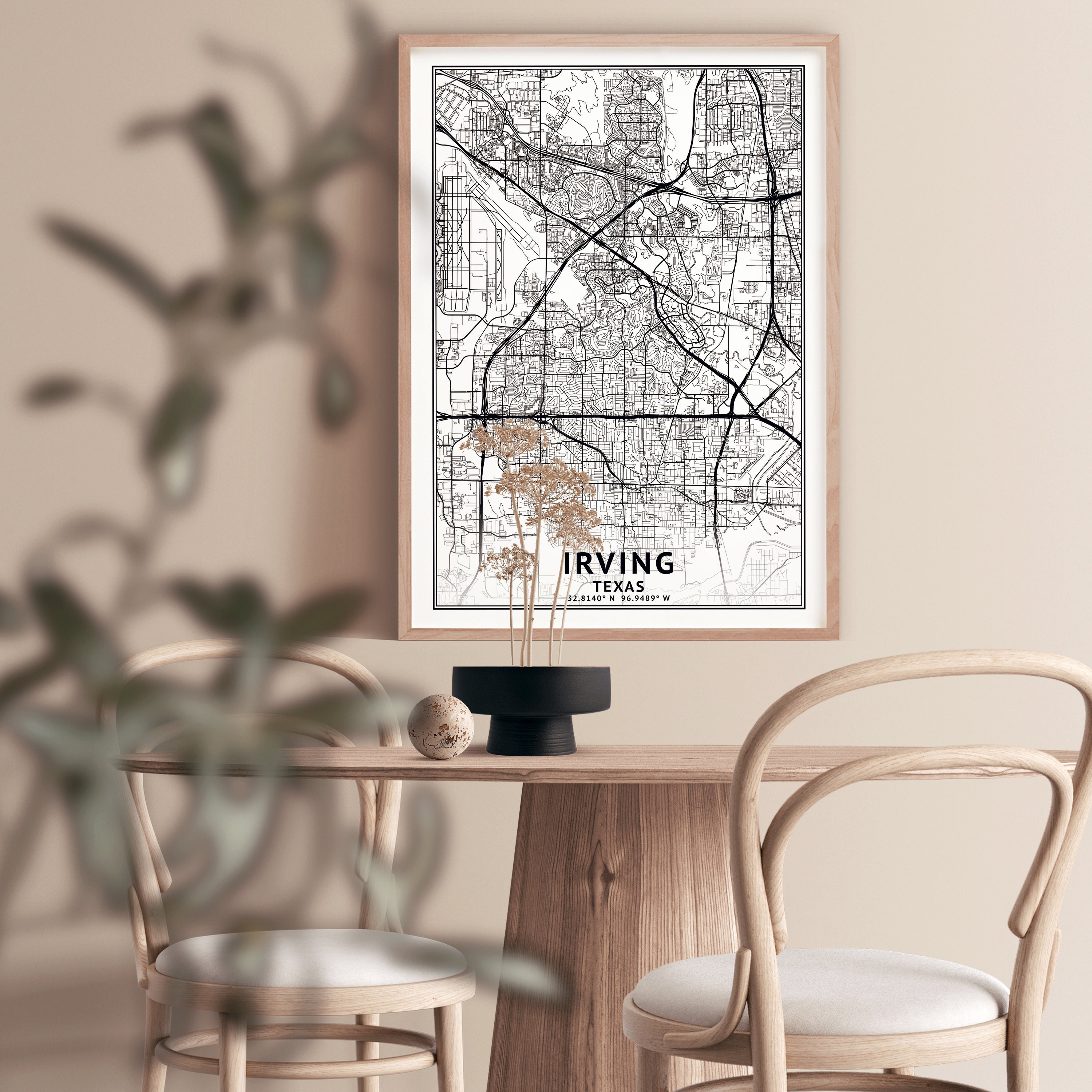 Irving Texas Map, Black and White, Coordinates, Map of Irving, Irving ...