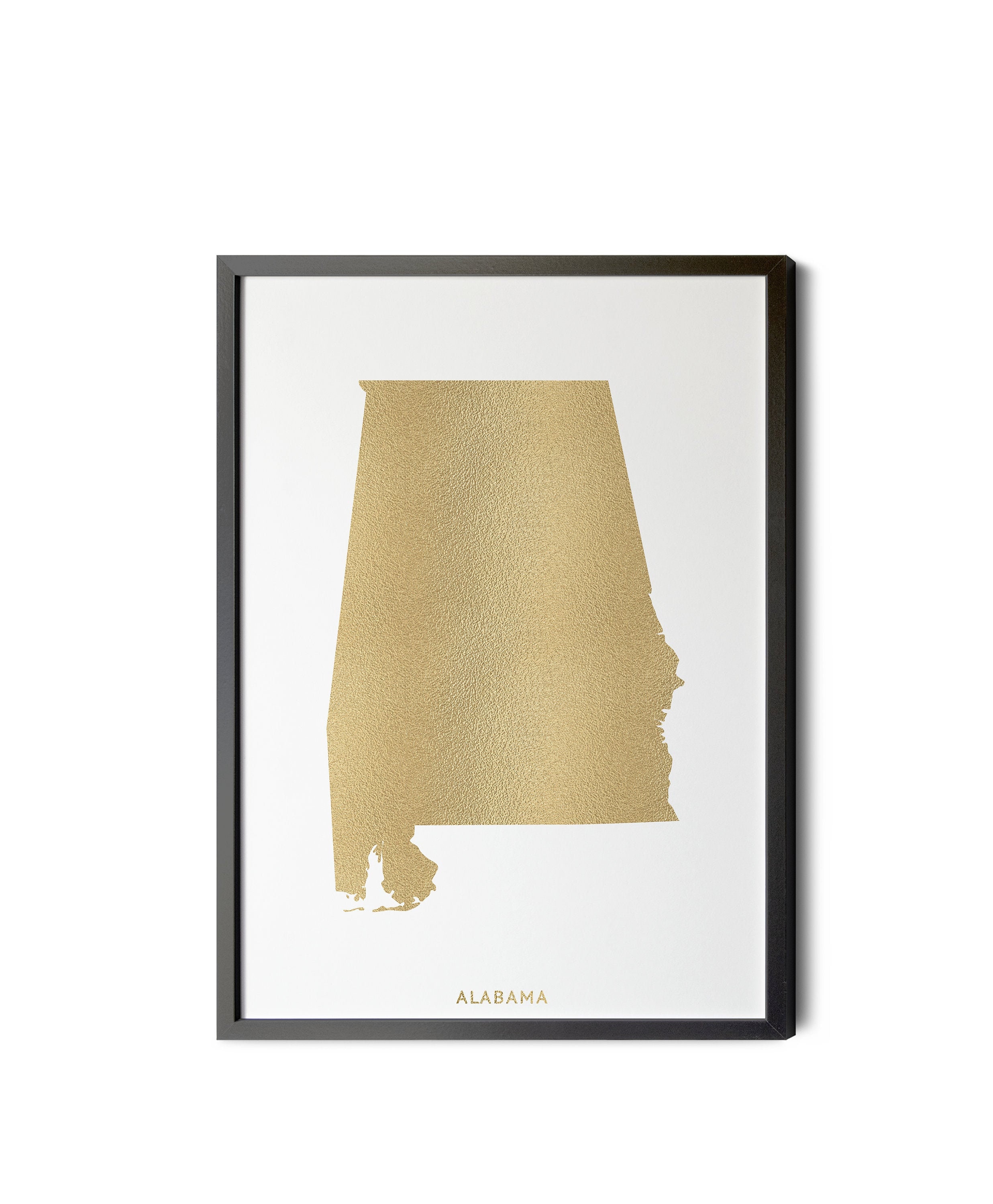 Alabama State Map Gold Foil Texture Minimalist State Poster | Etsy