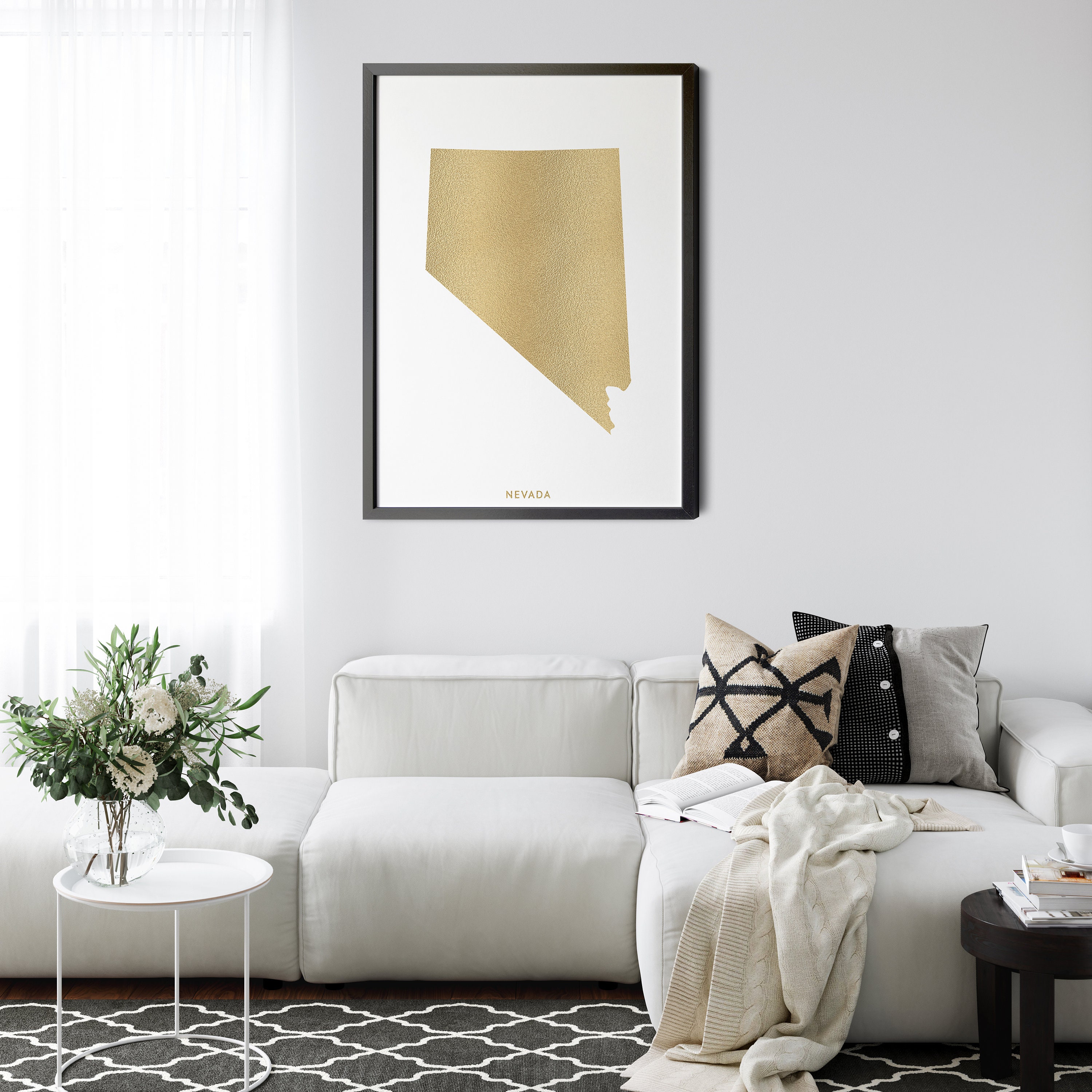 Nevada Map Gold Foil Texture Contemporary Nevada Wall Art - Etsy