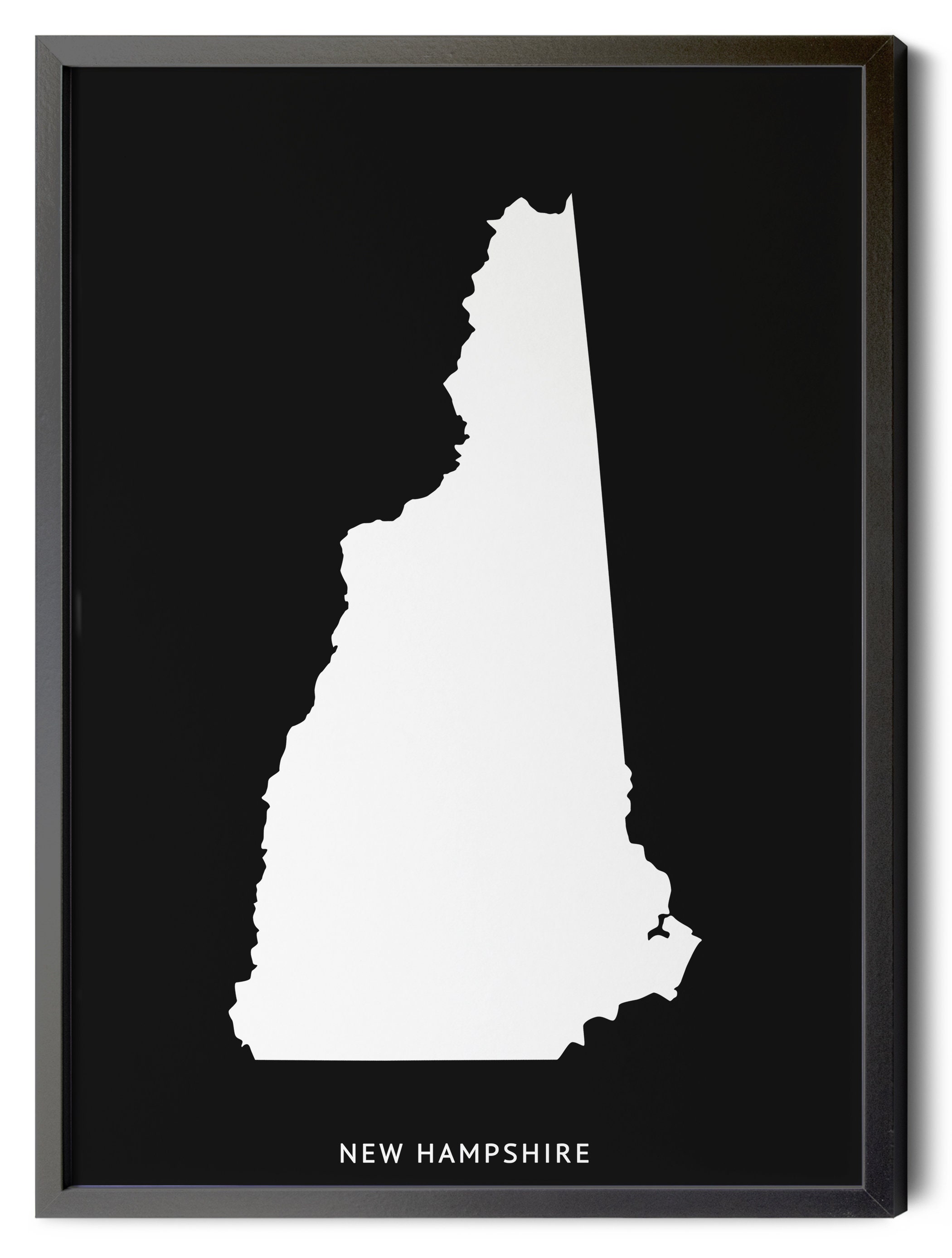 New Hampshire Map, Black and White, Inverted, Minimalist, New Hampshire ...