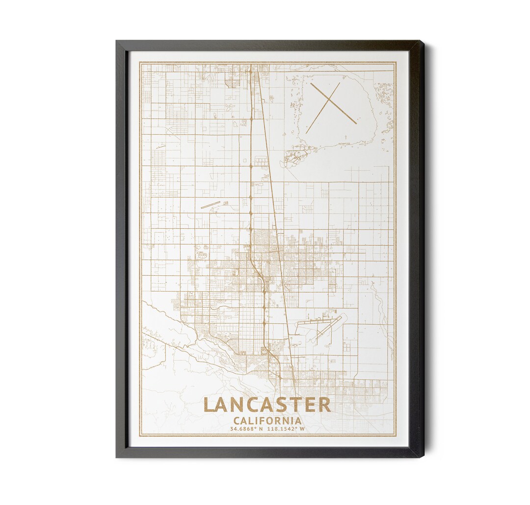 Lancaster California Map, High Resolution Real Gold Leaf Texture ...