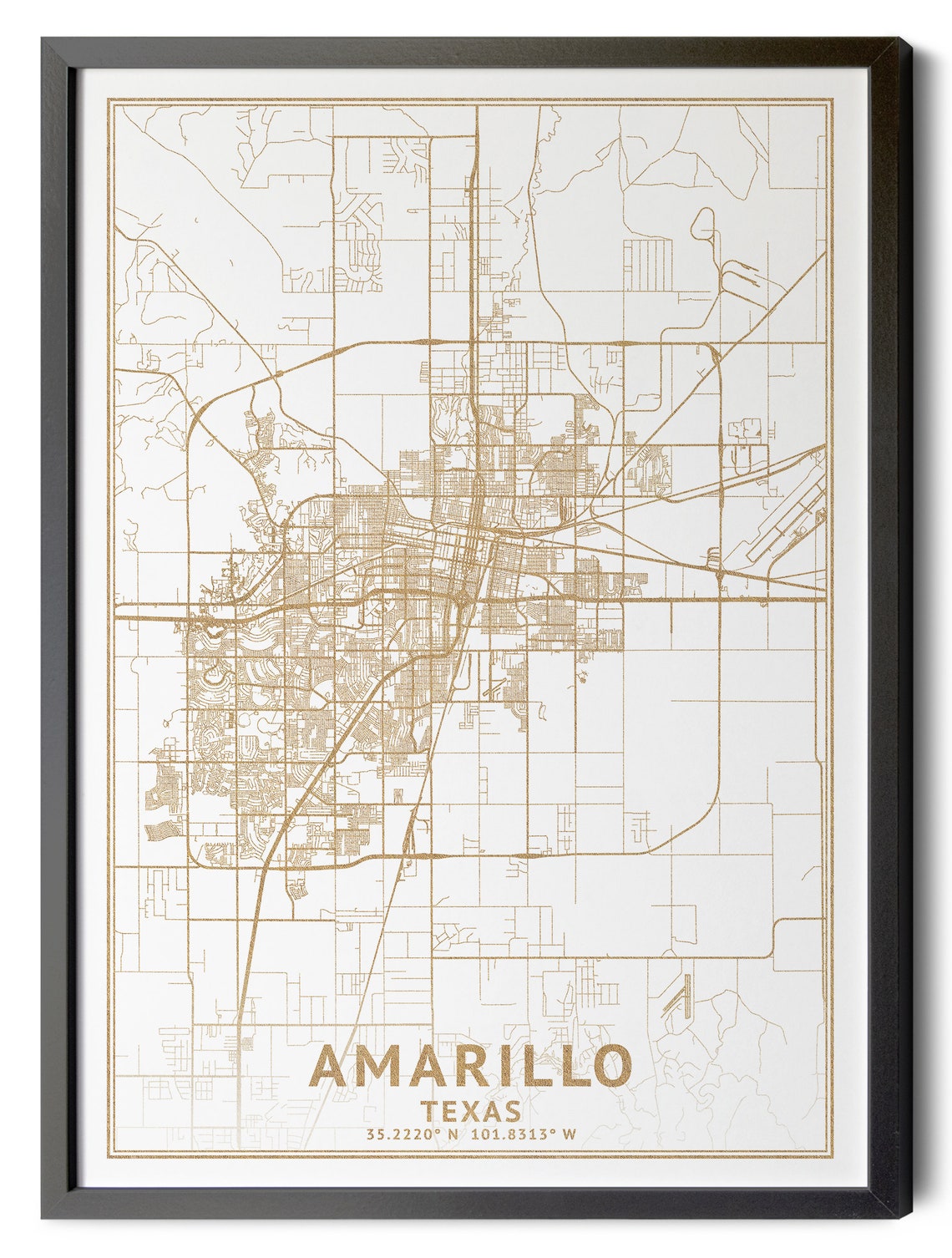 Amarillo Texas Map High Resolution Real Gold Leaf Texture - Etsy