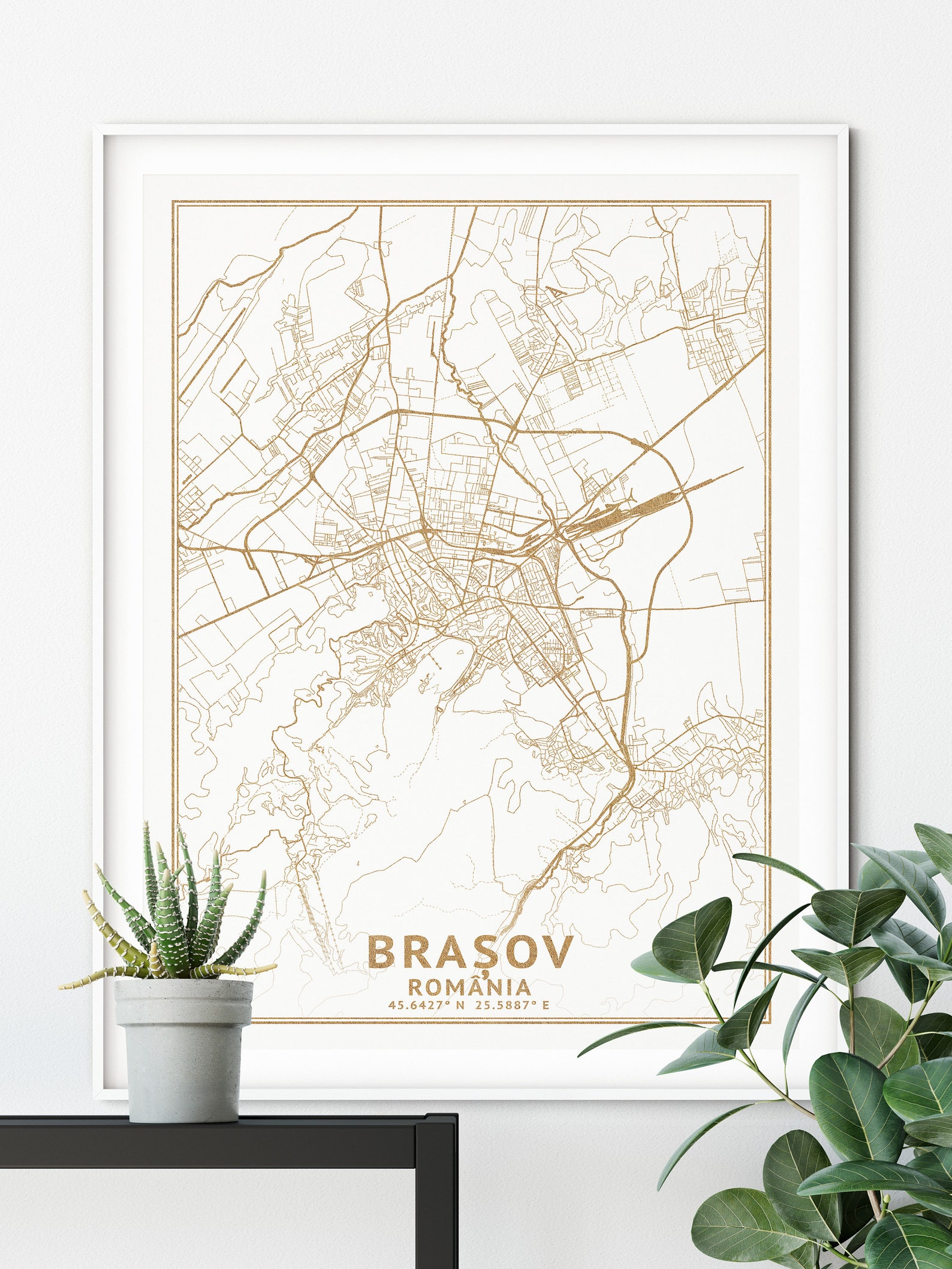 Brasov Romania Map, High Resolution Real Gold Leaf Texture, Coordinates ...