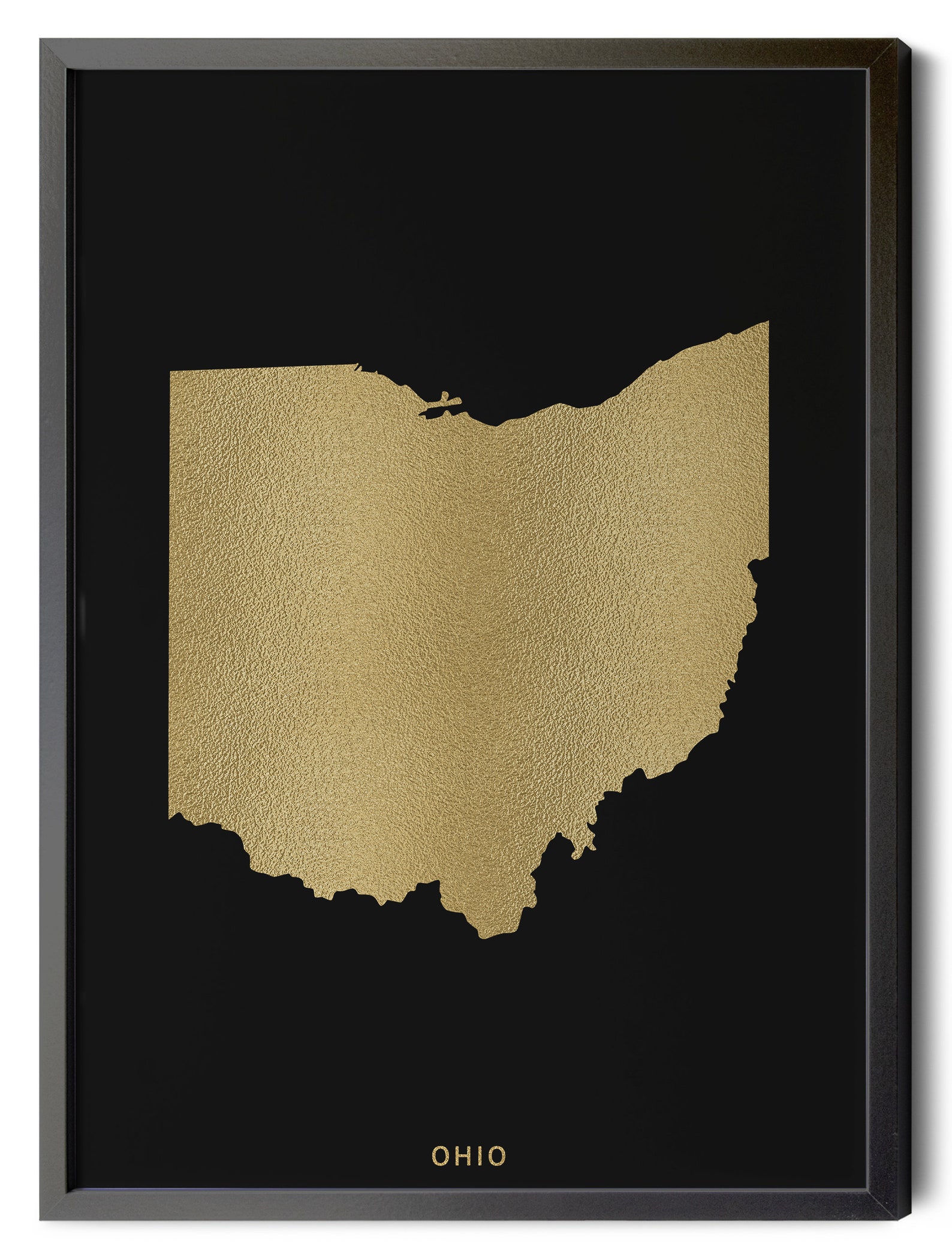 Ohio Map Black Gold Foil Texture Ohio Wall Art Ohio - Etsy