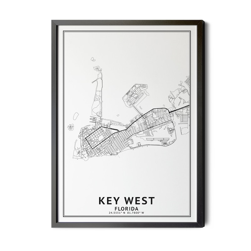 Key West Map Wall Art - Etsy