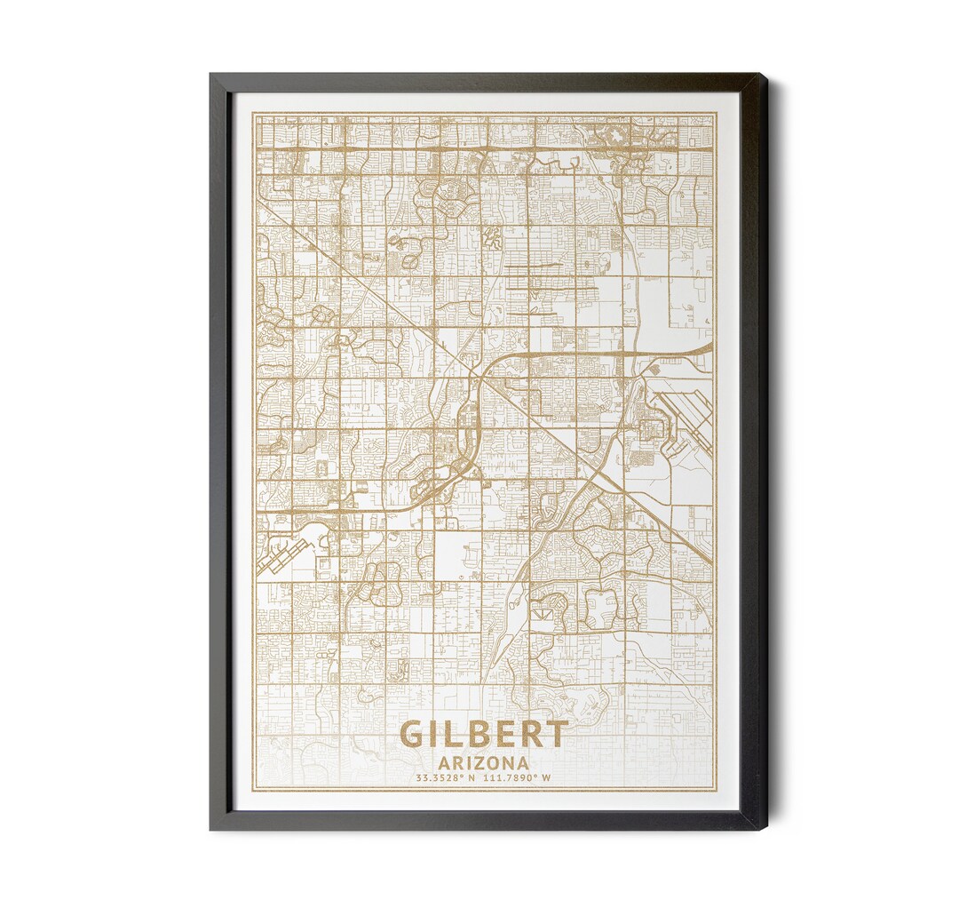 Gilbert Arizona Map, High Resolution Real Gold Leaf Texture ...