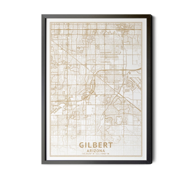 Gilbert Arizona Map, High Resolution Real Gold Leaf Texture ...