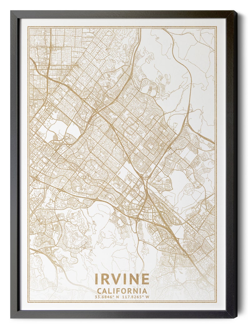 Irvine California Map High Resolution Real Gold Leaf Texture - Etsy