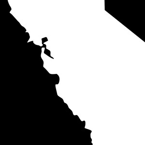 California Map, Black and White, Inverted, Minimalist, California State ...