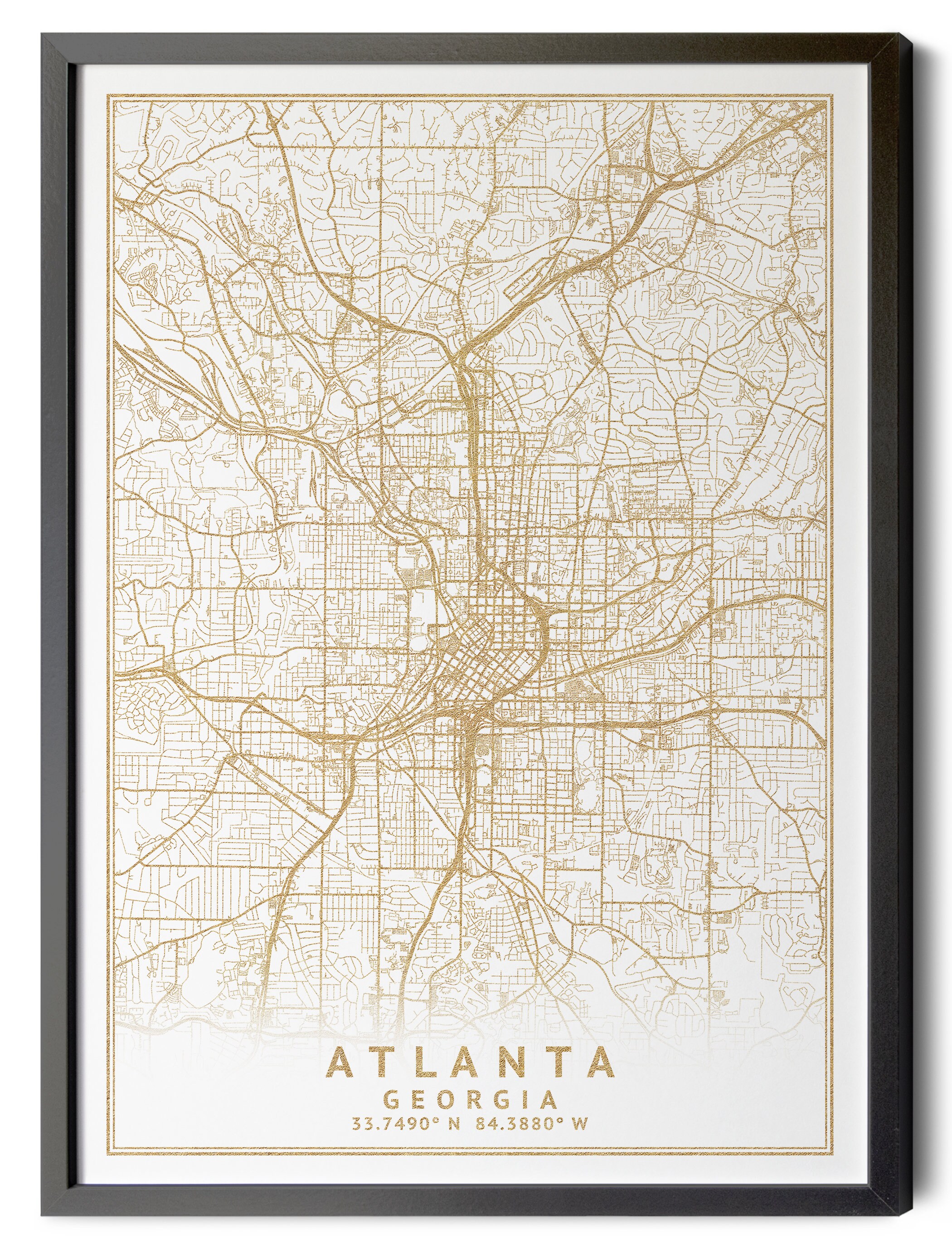 Atlanta Georgia Map High Resolution Real Gold Leaf Texture | Etsy