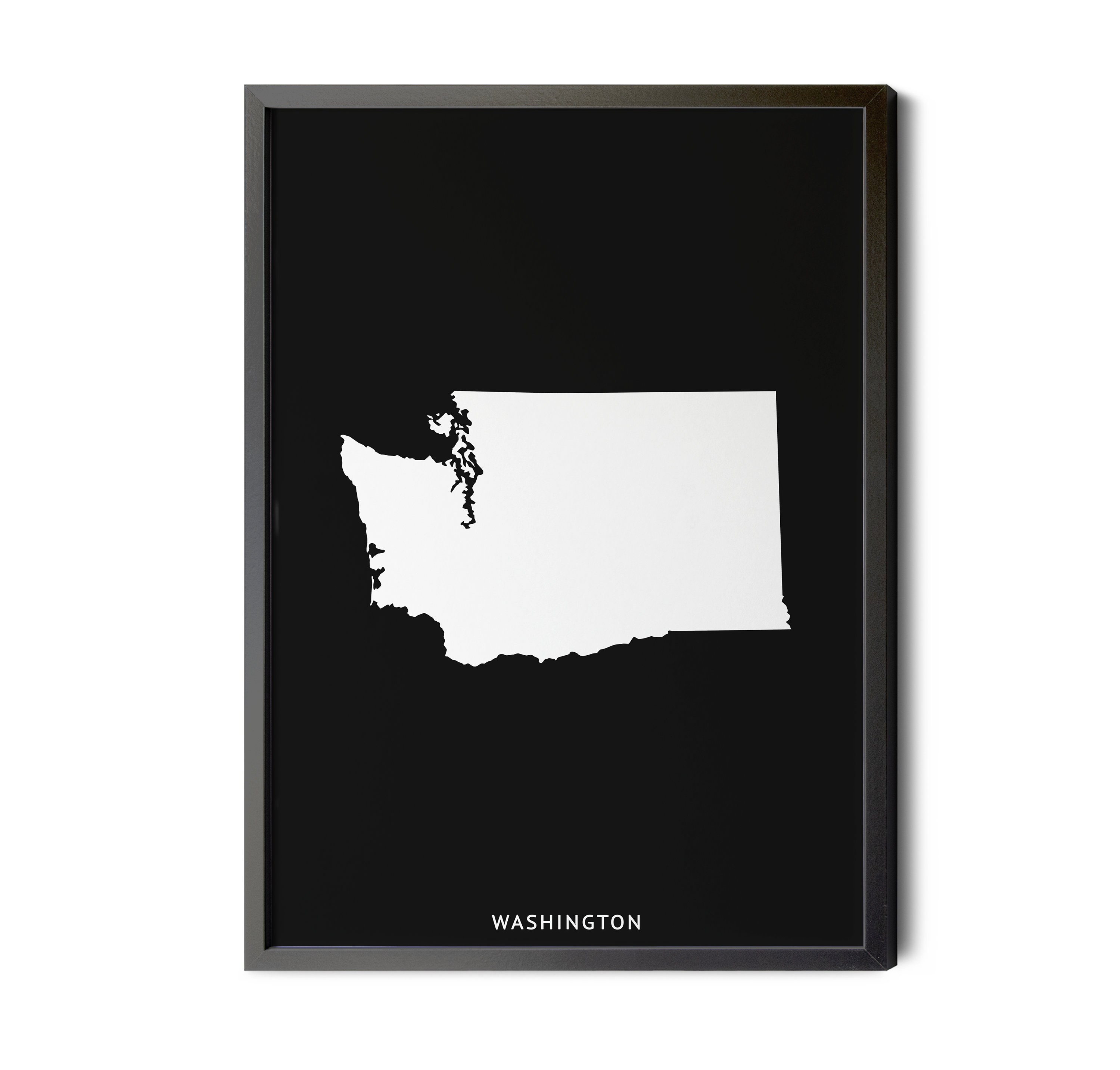 Washington Map Inverted Black Minimalist Washington Wall - Etsy