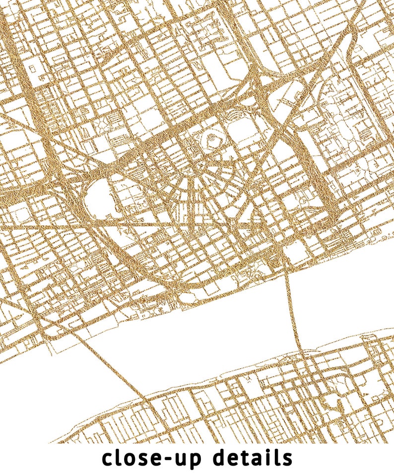 Detroit Michigan Map, High Resolution Real Gold Leaf Texture ...