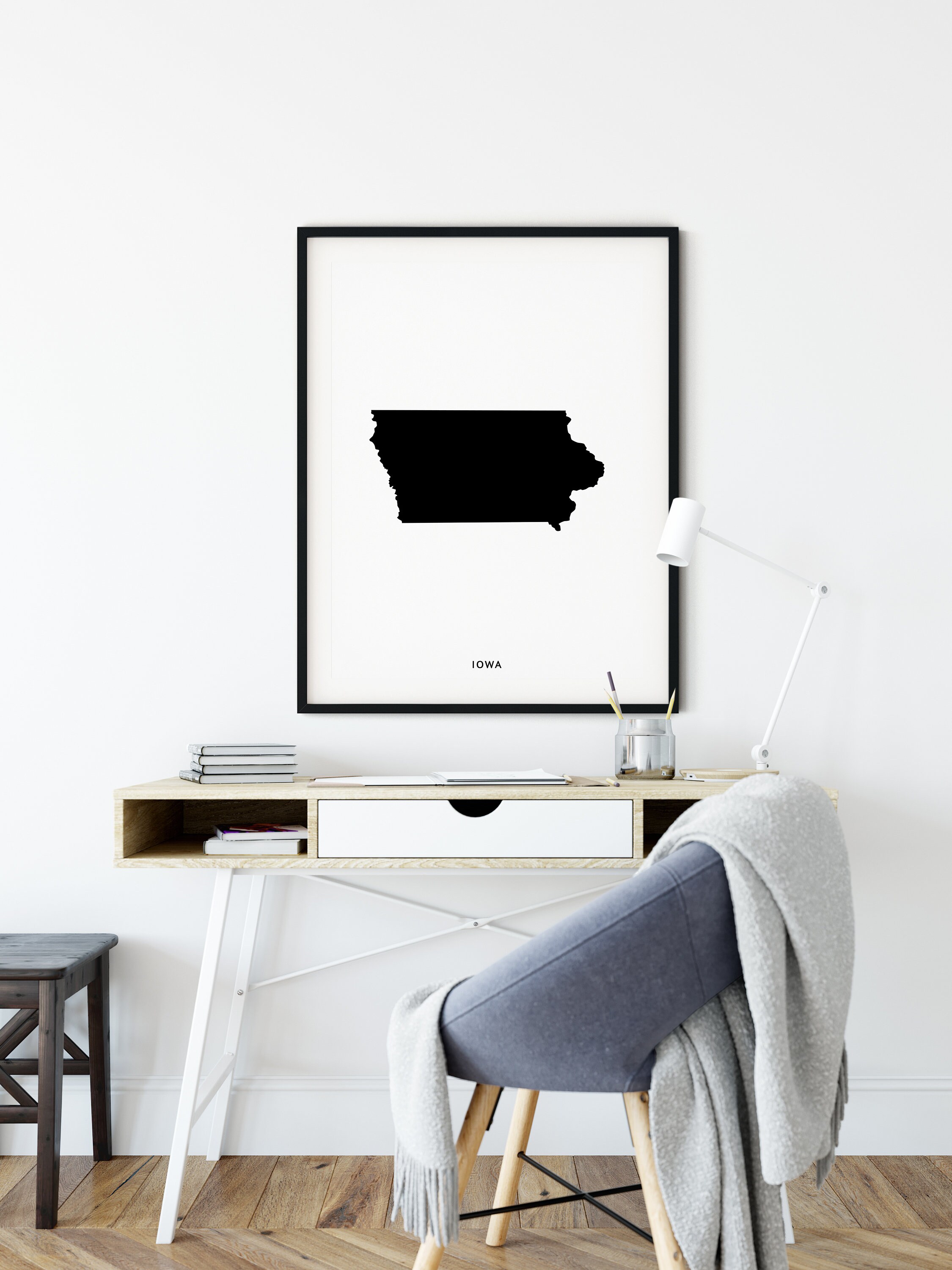 Iowa Map Black and White Minimalist Map of Iowa Iowa State - Etsy