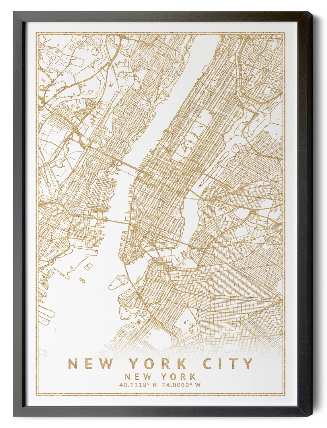 New York City Map High Resolution Real Gold Leaf Texture | Etsy