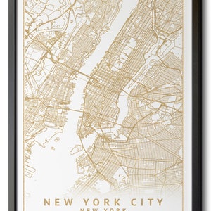 New York City Map High Resolution Real Gold Leaf Texture | Etsy