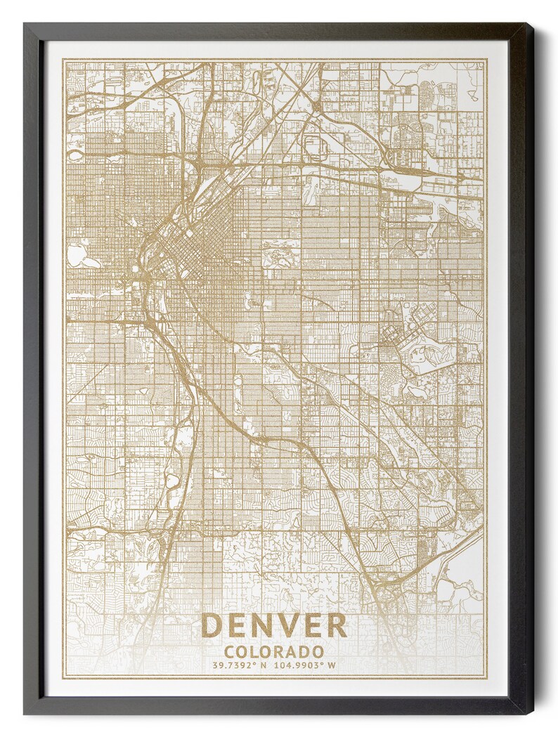 Denver Colorado Map, High Resolution Real Gold Leaf Texture ...