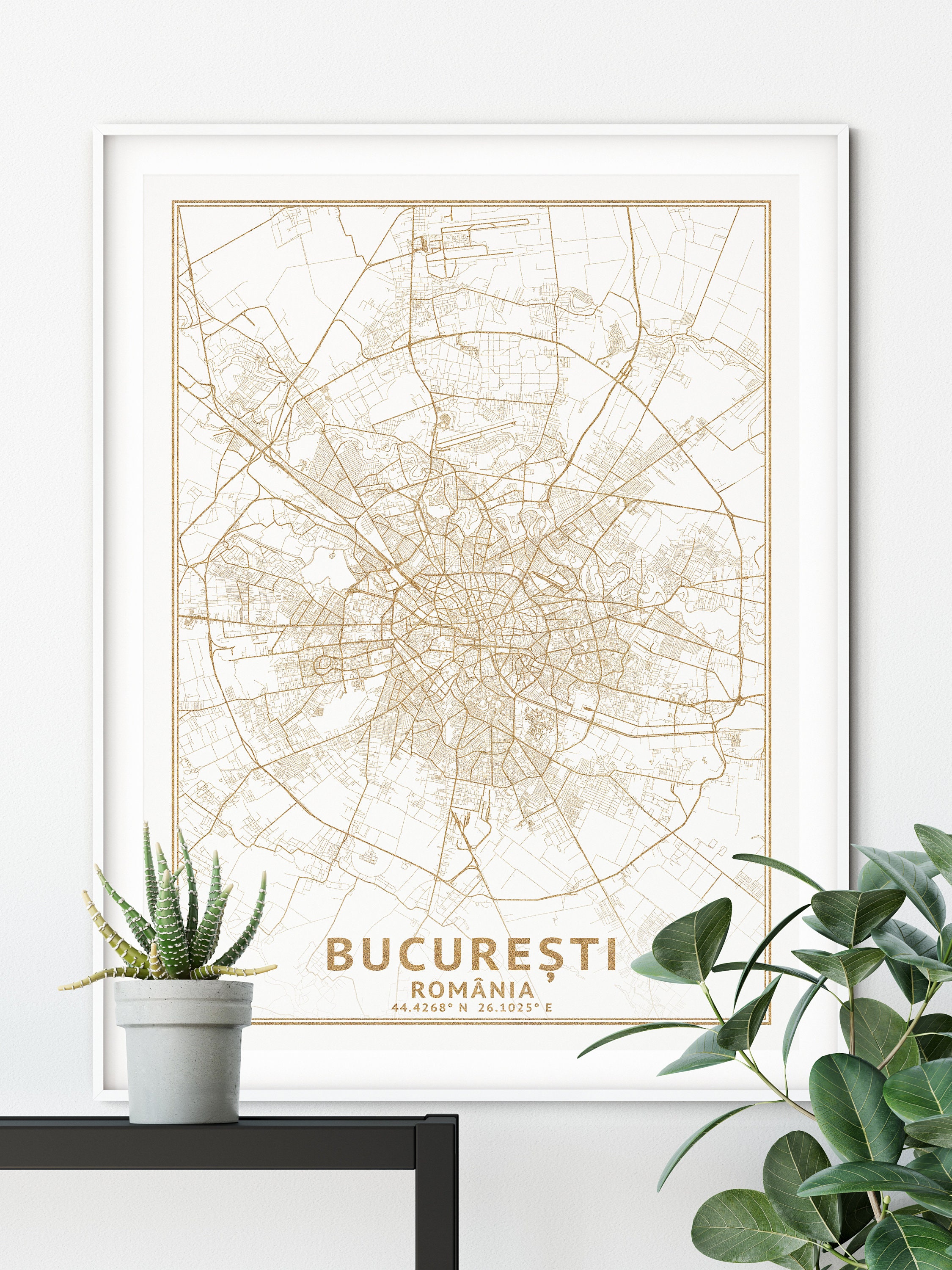 Bucharest Romania Map, High Resolution Real Gold Leaf Texture ...