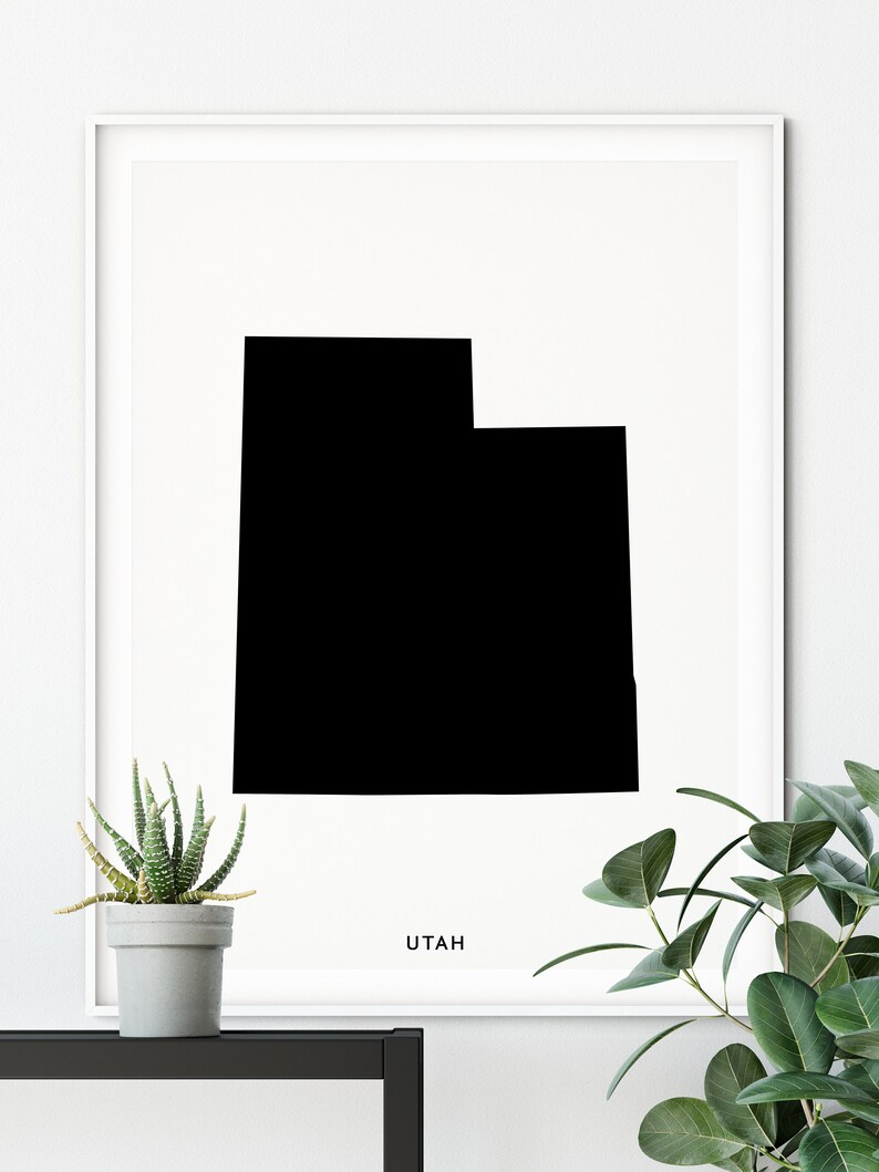 Utah Map, Black and White, Minimalist, Utah Wall Art, Utah Poster, Map ...