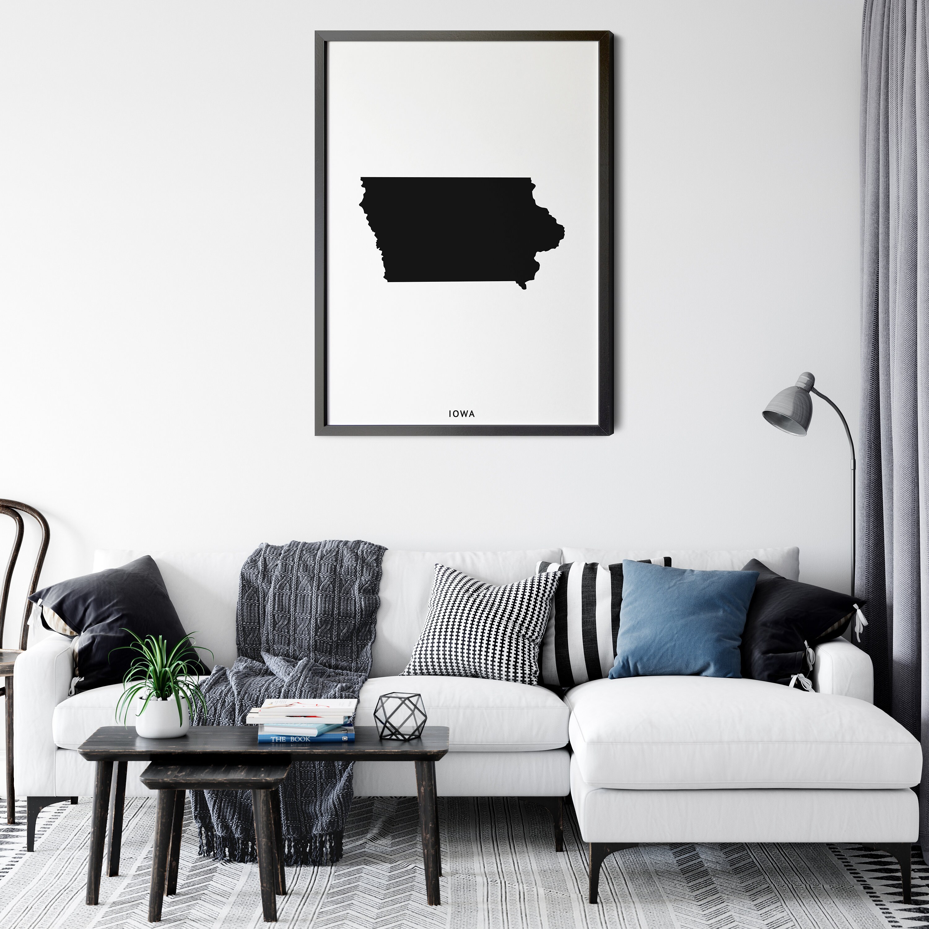 Iowa Map Black and White Minimalist Map of Iowa Iowa State - Etsy