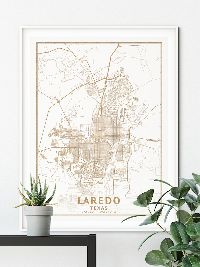 Laredo Texas Map, High Resolution Real Gold Leaf Texture, Coordinates ...