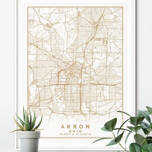 Akron Ohio Map High Resolution Real Gold Leaf Texture | Etsy
