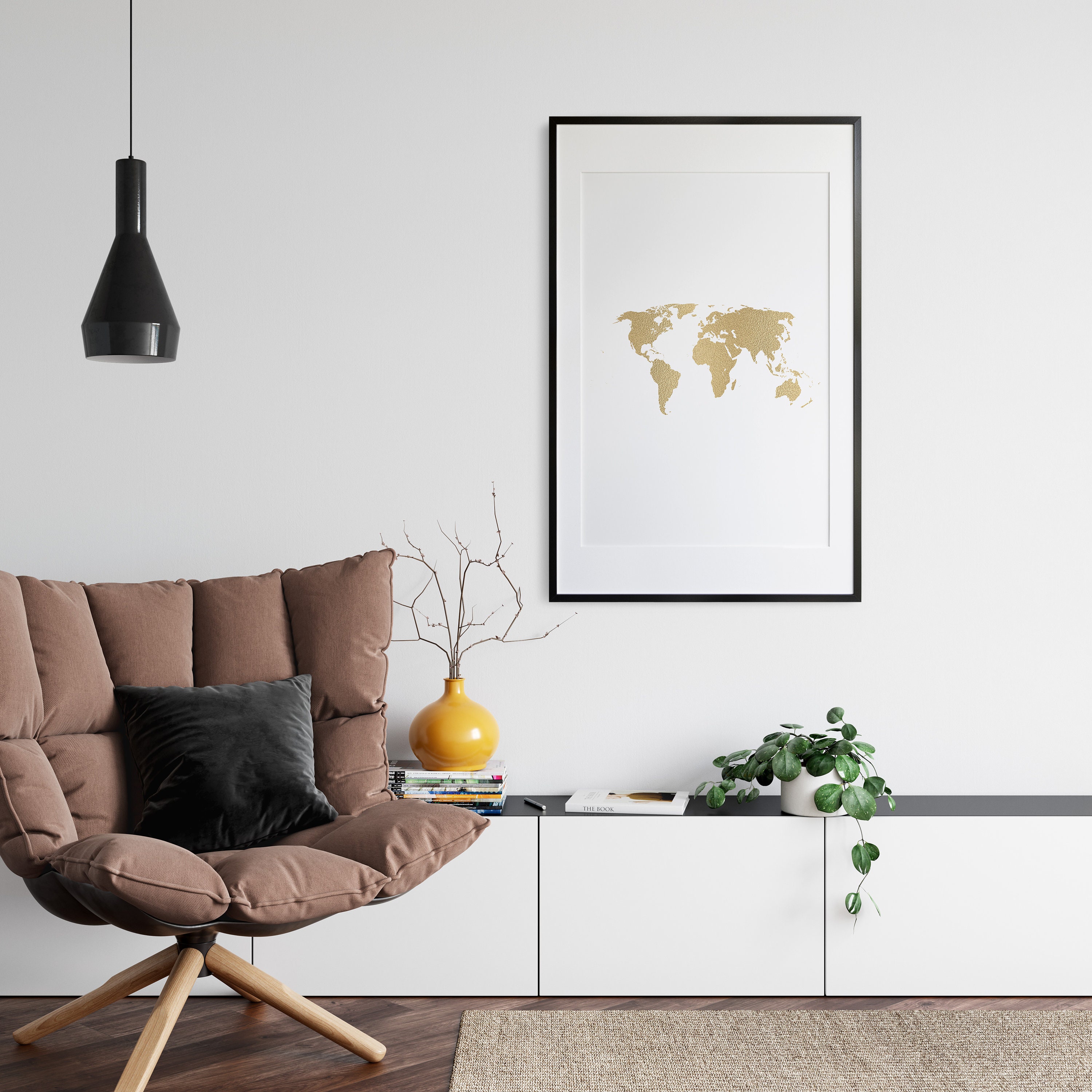 World Map Gold High Resolution Gold Foil World Map Wall - Etsy