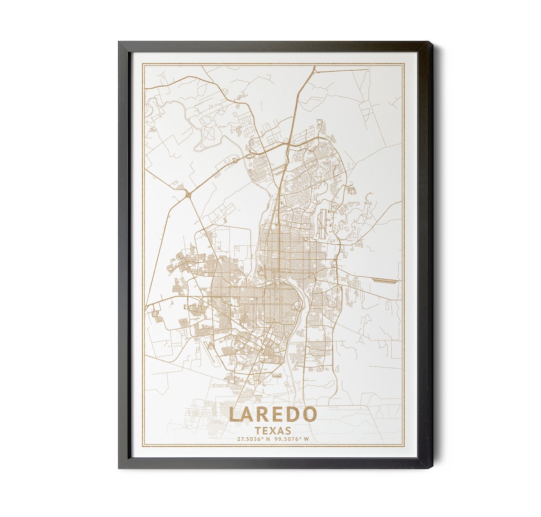 Laredo Texas Map, High Resolution Real Gold Leaf Texture, Coordinates ...