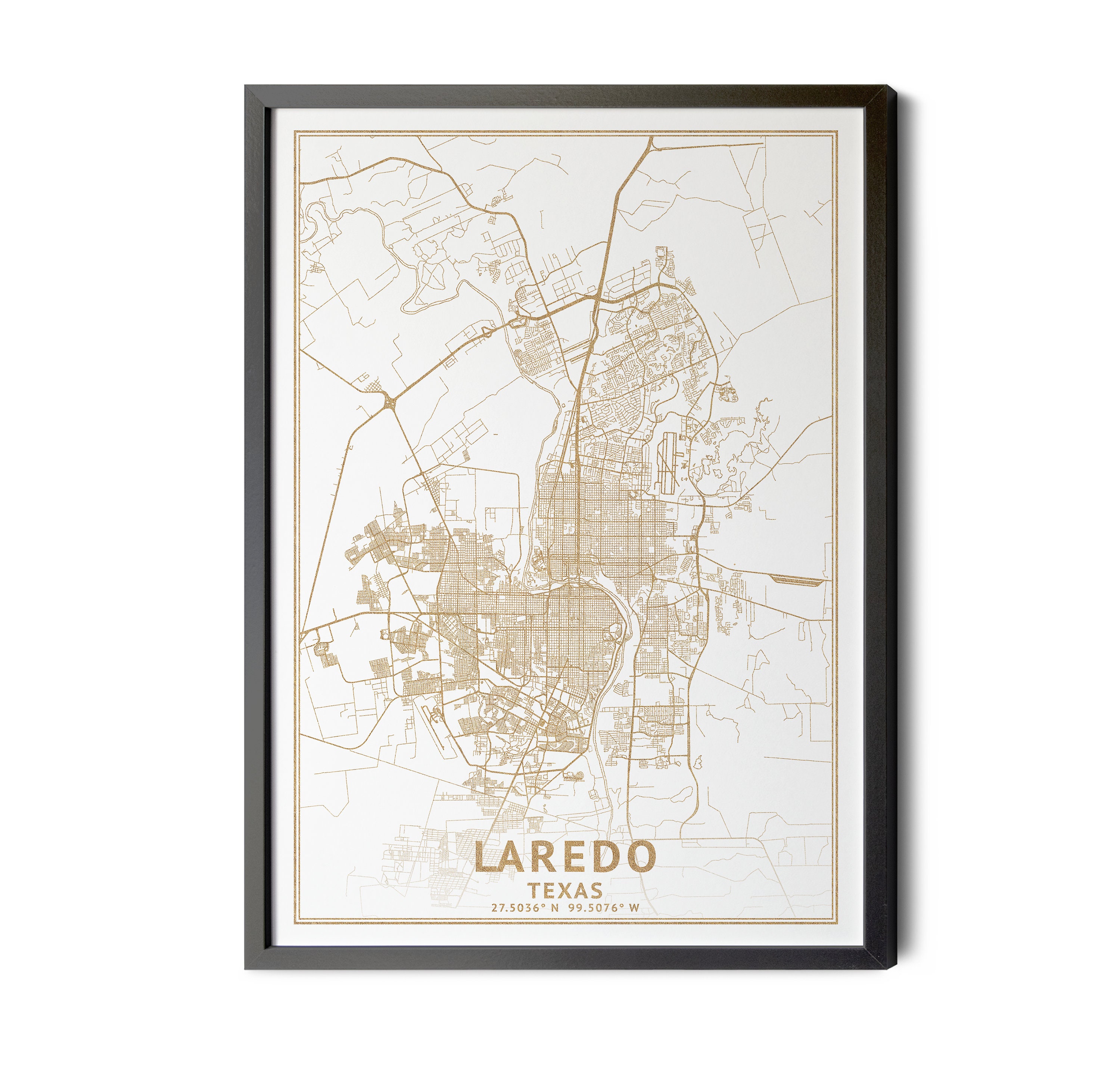 Laredo Texas Map, High Resolution Real Gold Leaf Texture, Coordinates ...