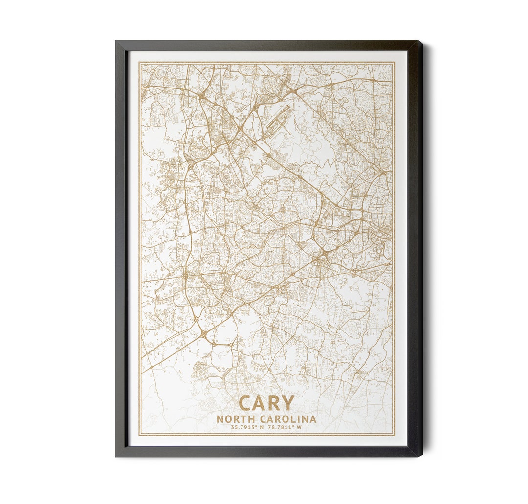 Cary North Carolina Map, High Resolution Real Gold Leaf Texture ...