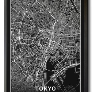 Tokyo Japan Map, Black and White, Inverted, Coordinates, Map of Tokyo ...
