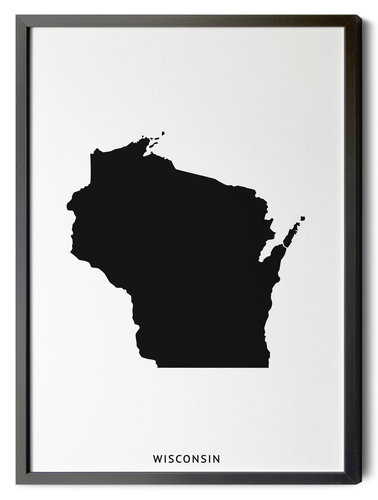 Wisconsin Map, Black and White, Minimalist, Wisconsin Wall Art ...