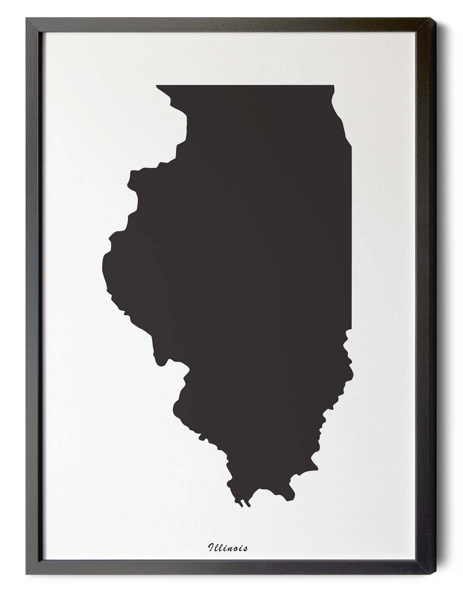 Illinois Map Black and White Minimalist Illinois Map Print | Etsy