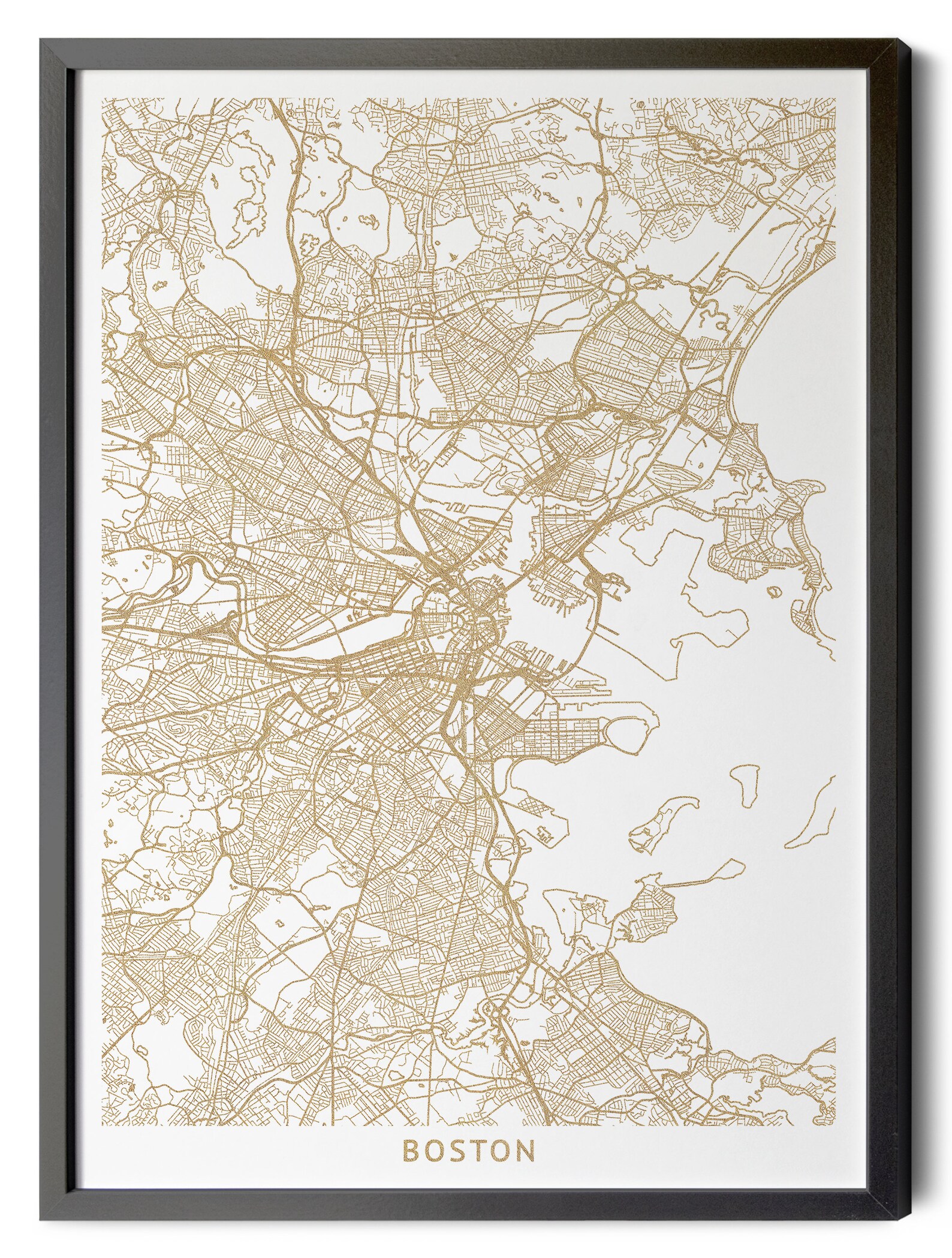 Boston Map, High Resolution Real Gold Leaf Texture, Boston ...