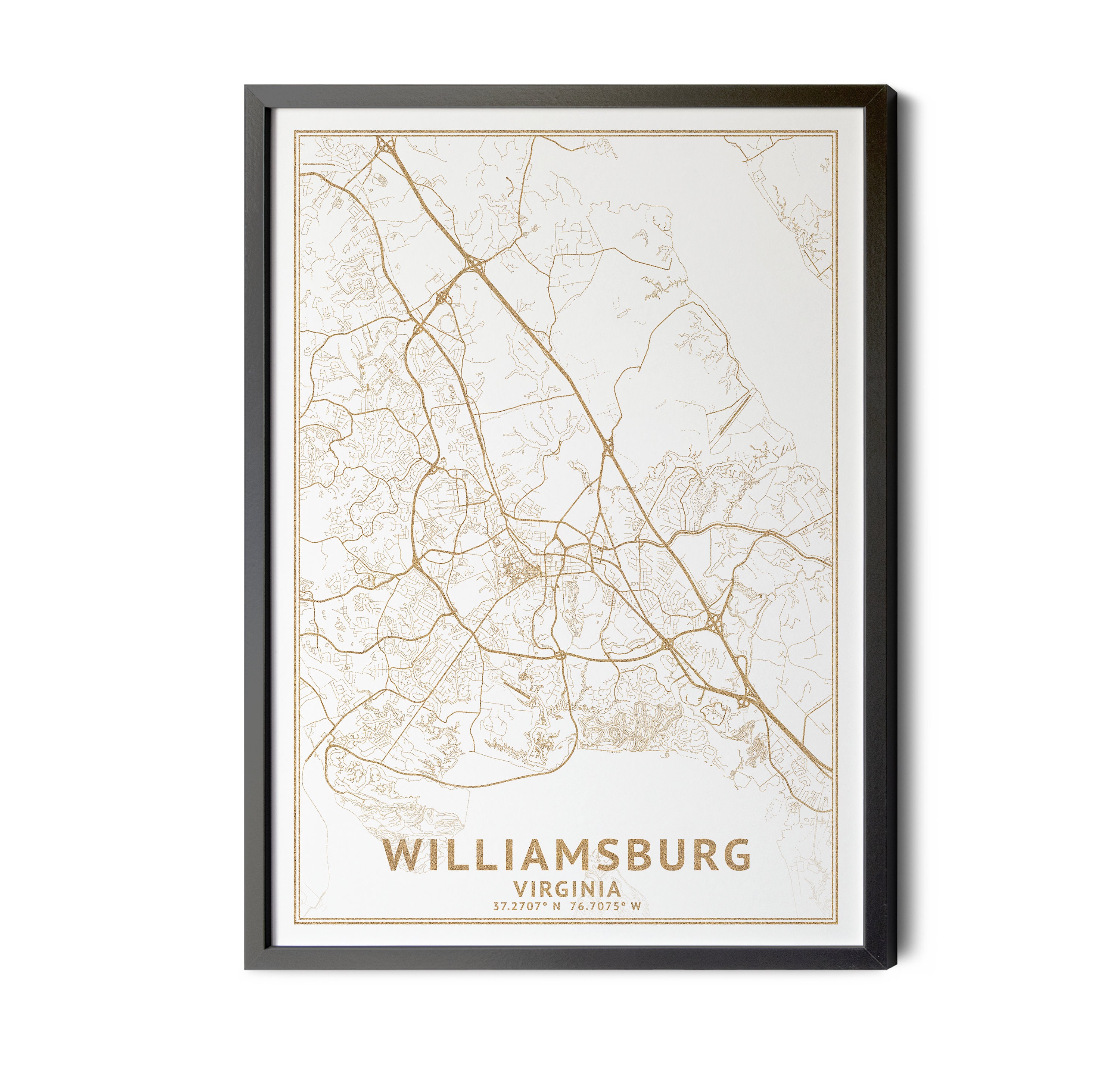 Williamsburg Virginia Map, High Resolution Real Gold Leaf Texture ...