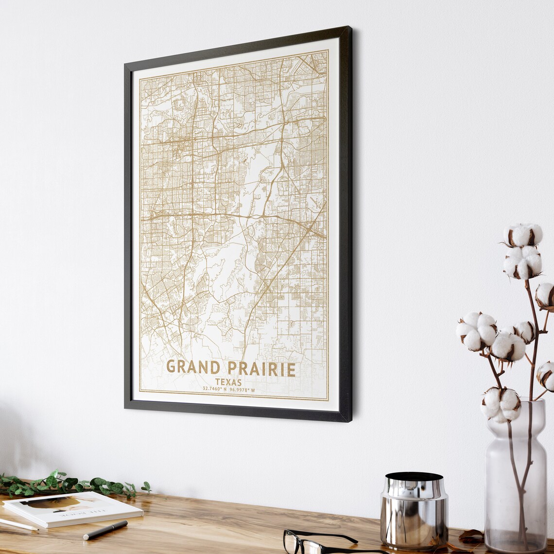 Grand Prairie Texas Map High Resolution Real Gold Leaf - Etsy