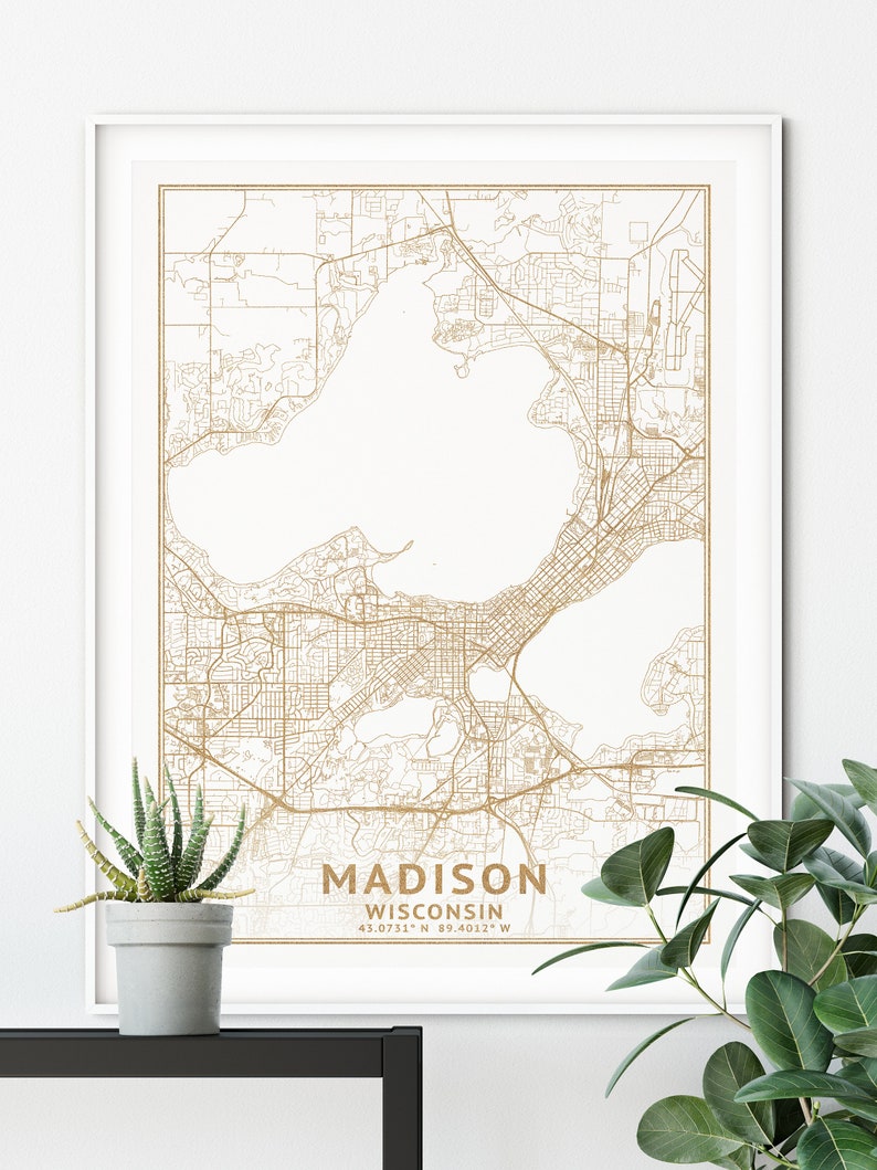 Madison Wisconsin Map, High Resolution Real Gold Leaf Texture ...