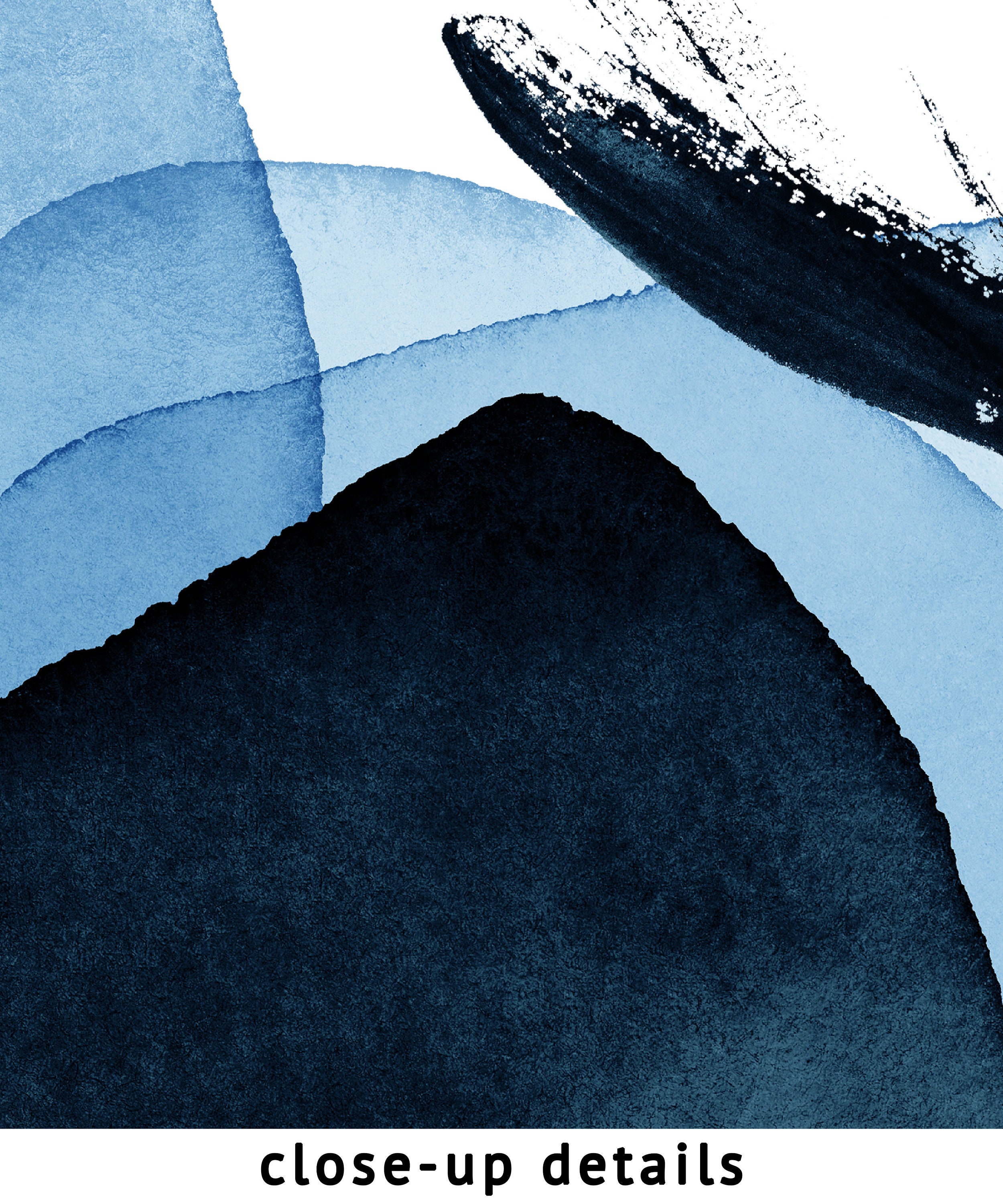 Navy Blue Wall Art Watercolor Shapes Brush Strokes | Etsy