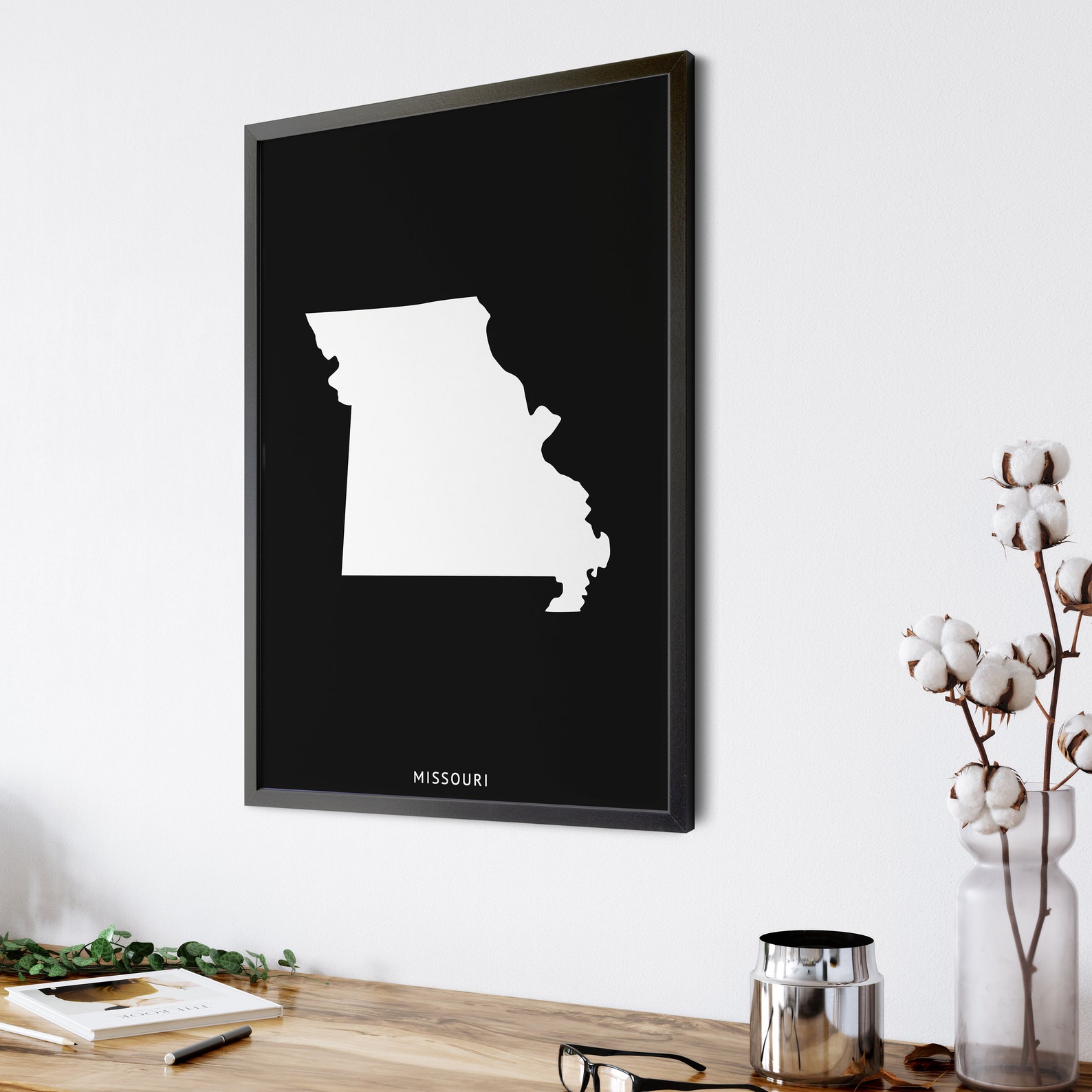 Missouri Map Black and White Inverted Minimalist Missouri - Etsy