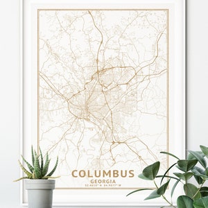 Columbus Georgia Map, High Resolution Real Gold Leaf Texture ...