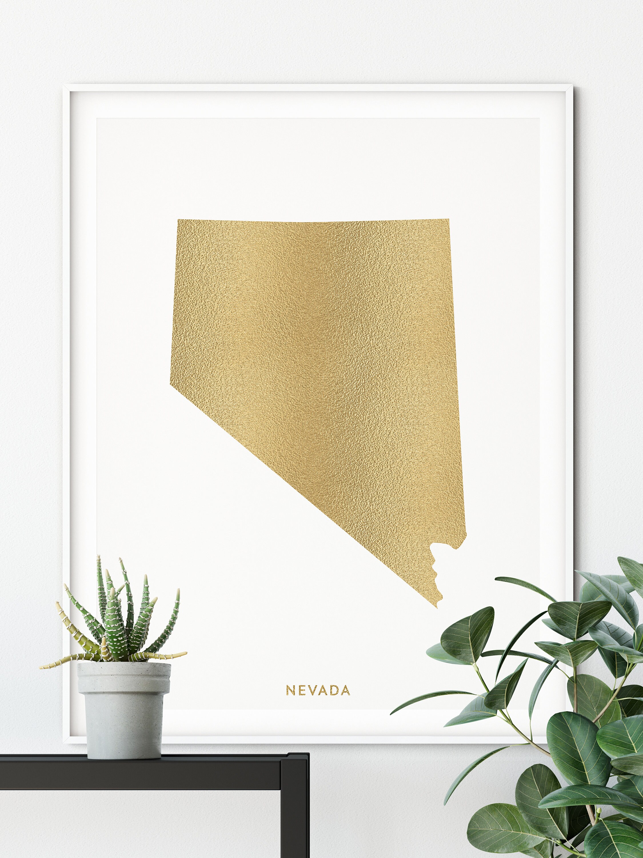 Nevada Map Gold Foil Texture Contemporary Nevada Wall Art - Etsy