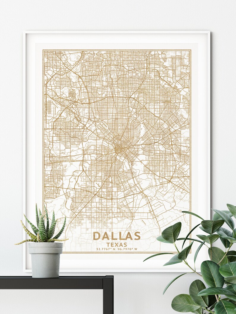 Dallas Texas Map High Resolution Real Gold Leaf Texture - Etsy