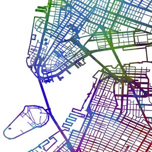 New York City Map, Multicolored, Colorful Map Art, Map of New York, New ...