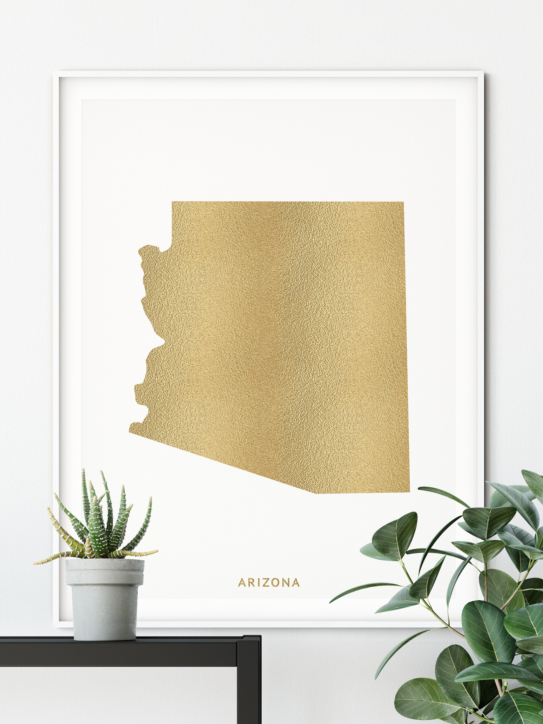 Arizona Map Gold Foil Texture Modern Map Art Arizona Wall - Etsy