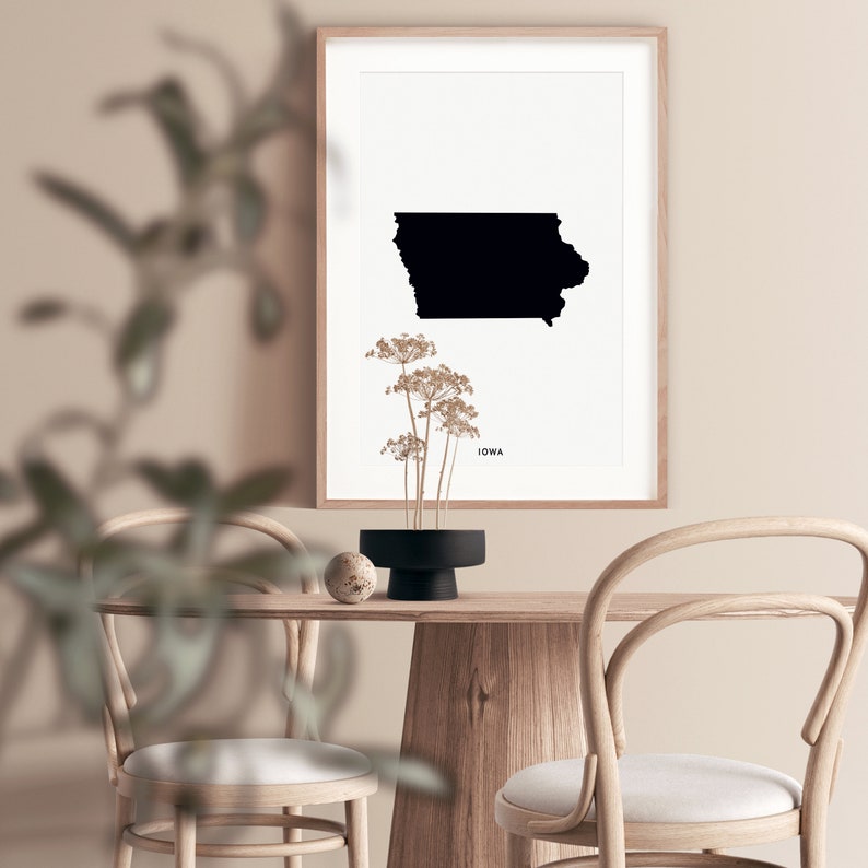 Iowa Map Black and White Minimalist Map of Iowa Iowa State | Etsy