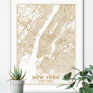 New York City Map, High Resolution Real Gold Leaf Texture, Coordinates ...