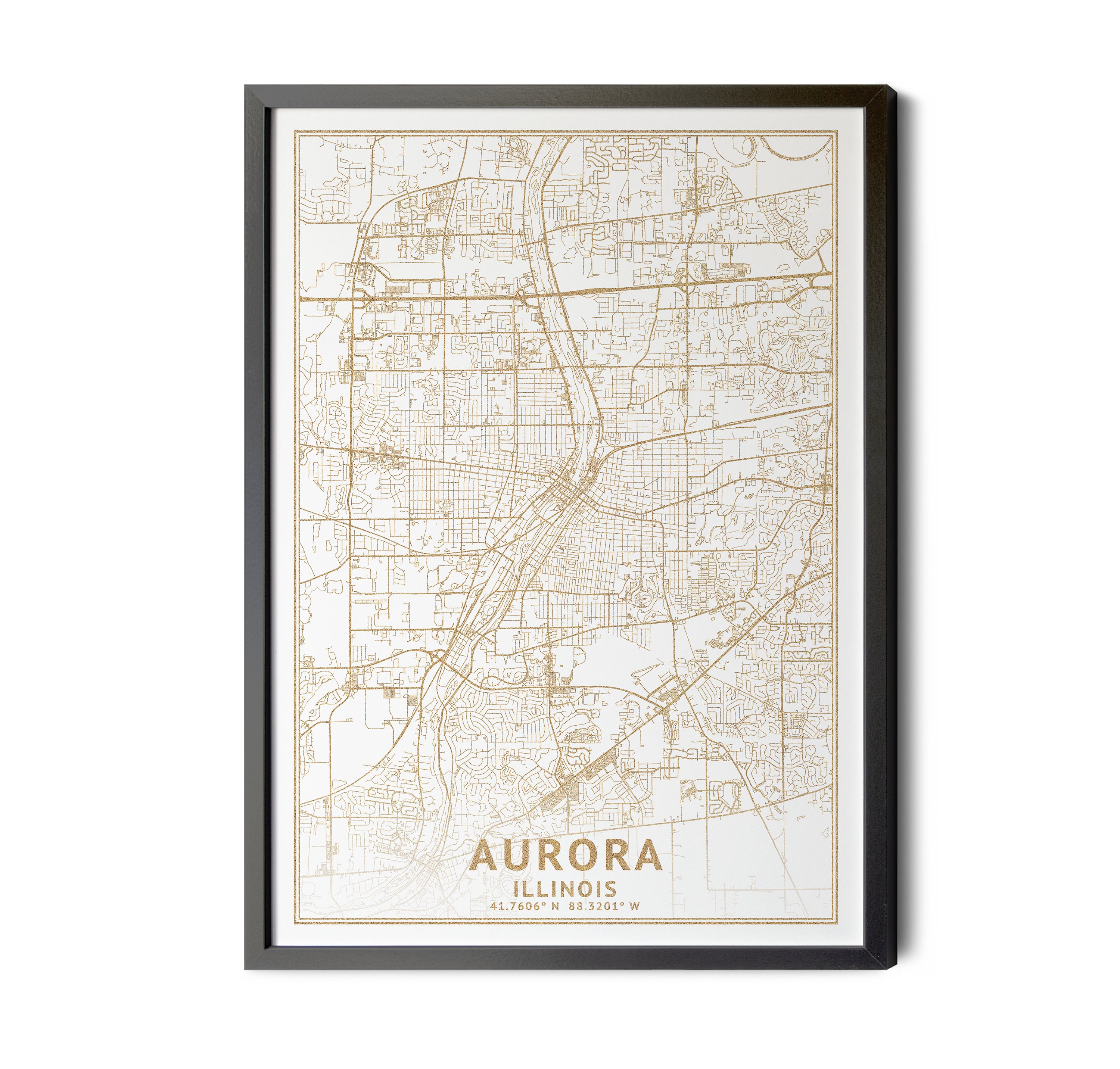 Aurora Illinois Map, High Resolution Real Gold Leaf Texture ...