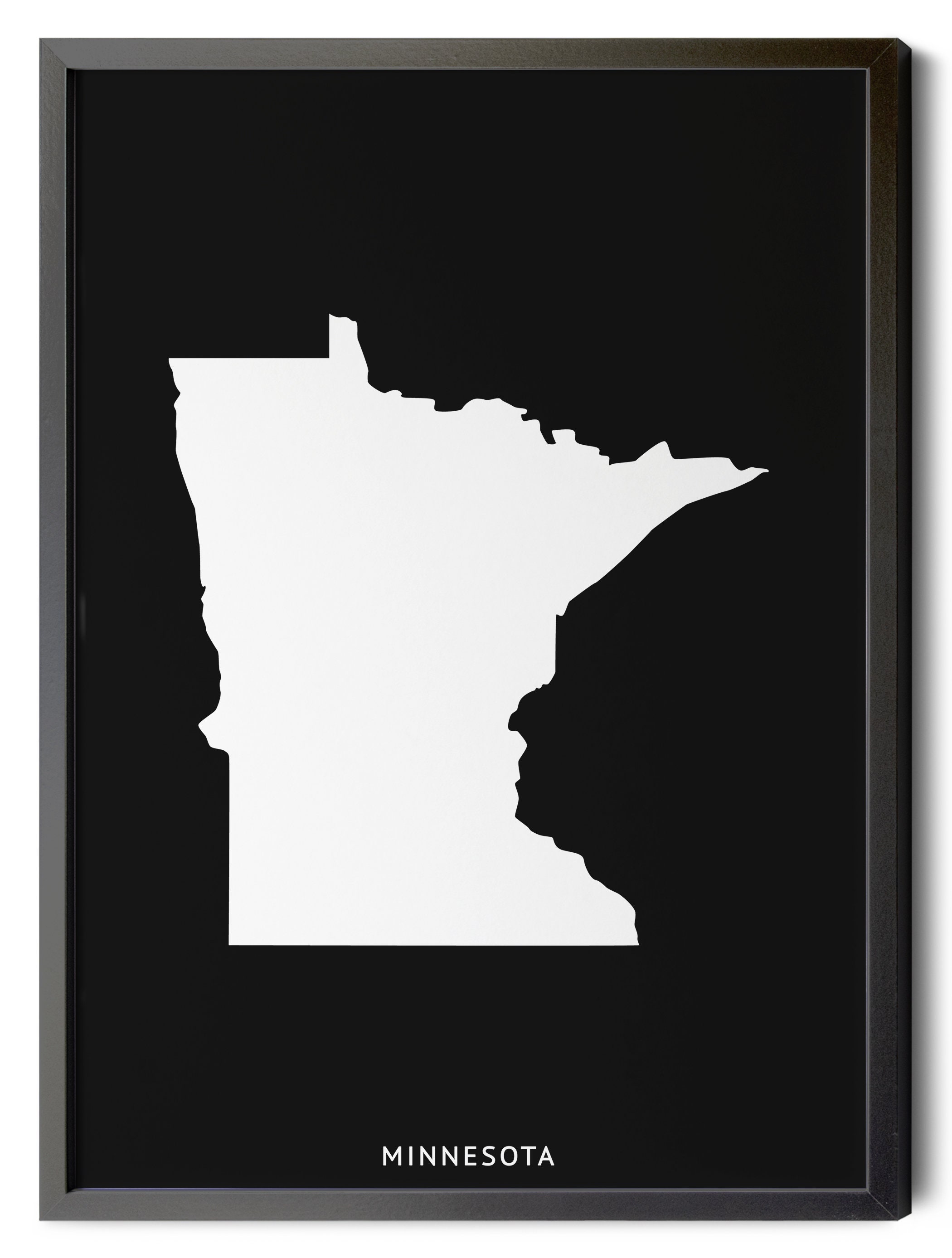 Minnesota Map, Black and White, Inverted, Minimalist, Minnesota Wall ...