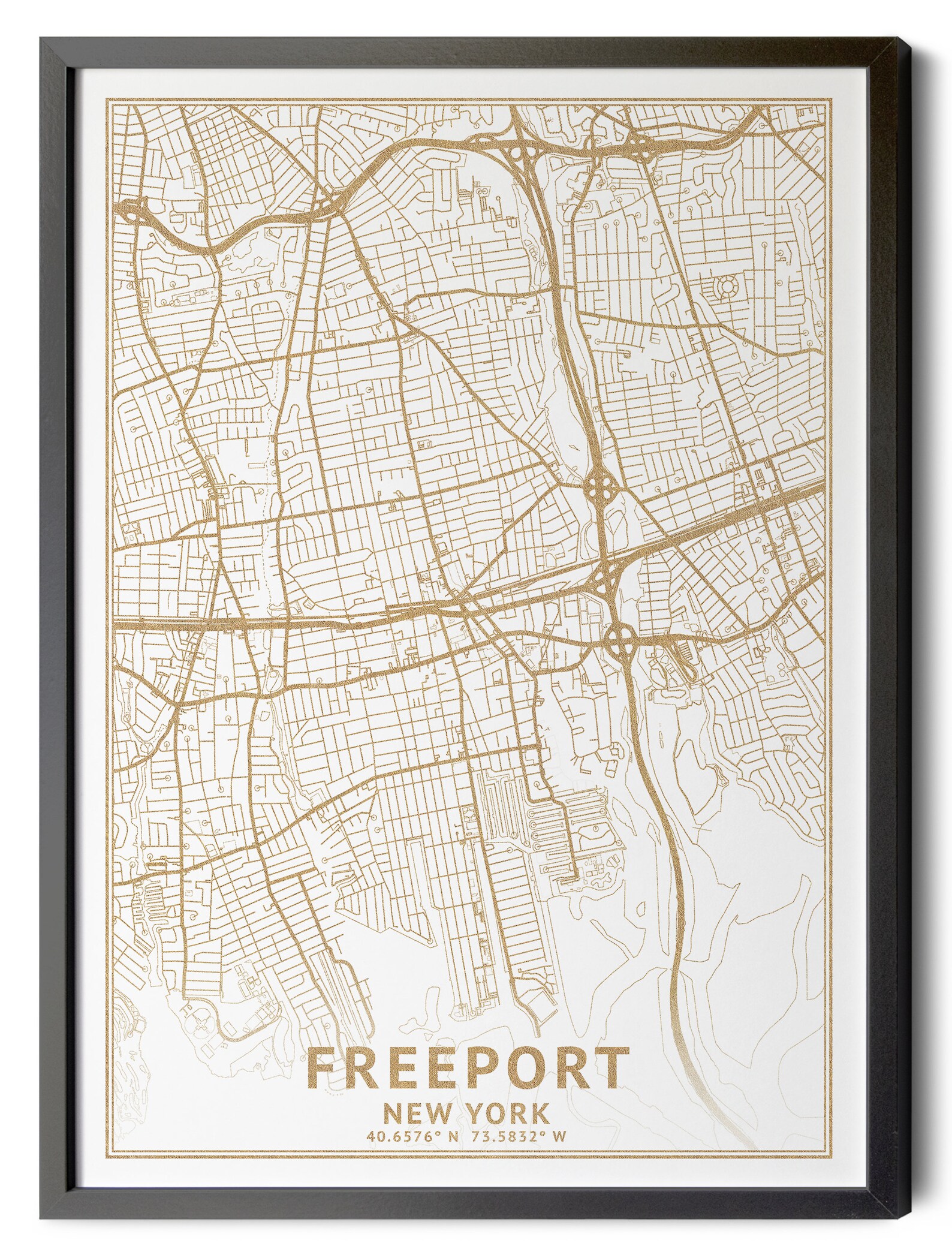 Freeport New York Map, High Resolution Real Gold Leaf Texture ...