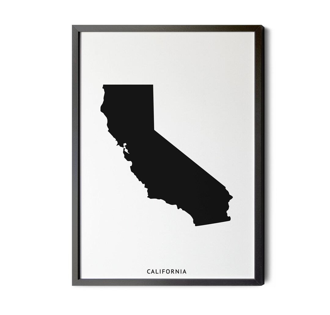 California Map, Black and White, Minimalist, California State, Wall Art ...